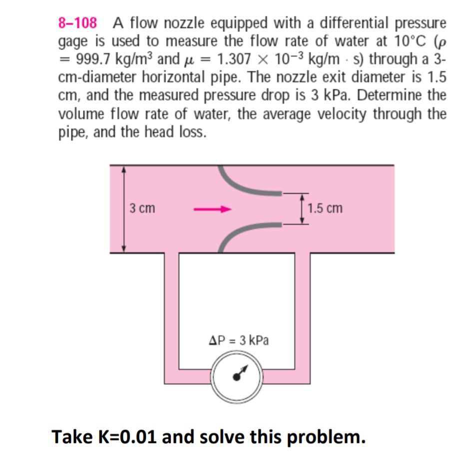 Solved 8-108 A flow nozzle equipped with a differential | Chegg.com