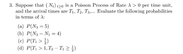 Solved 3. Suppose that (Nt)t≥0 is a Poisson Process of Rate | Chegg.com