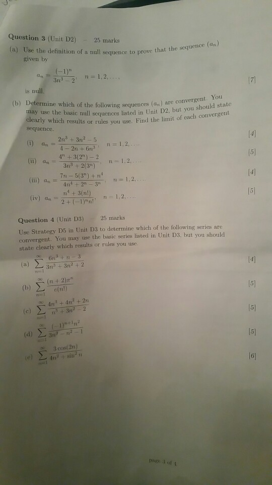 Solved Question 3 (Unit D2) 25 marks (a) Use the definition | Chegg.com