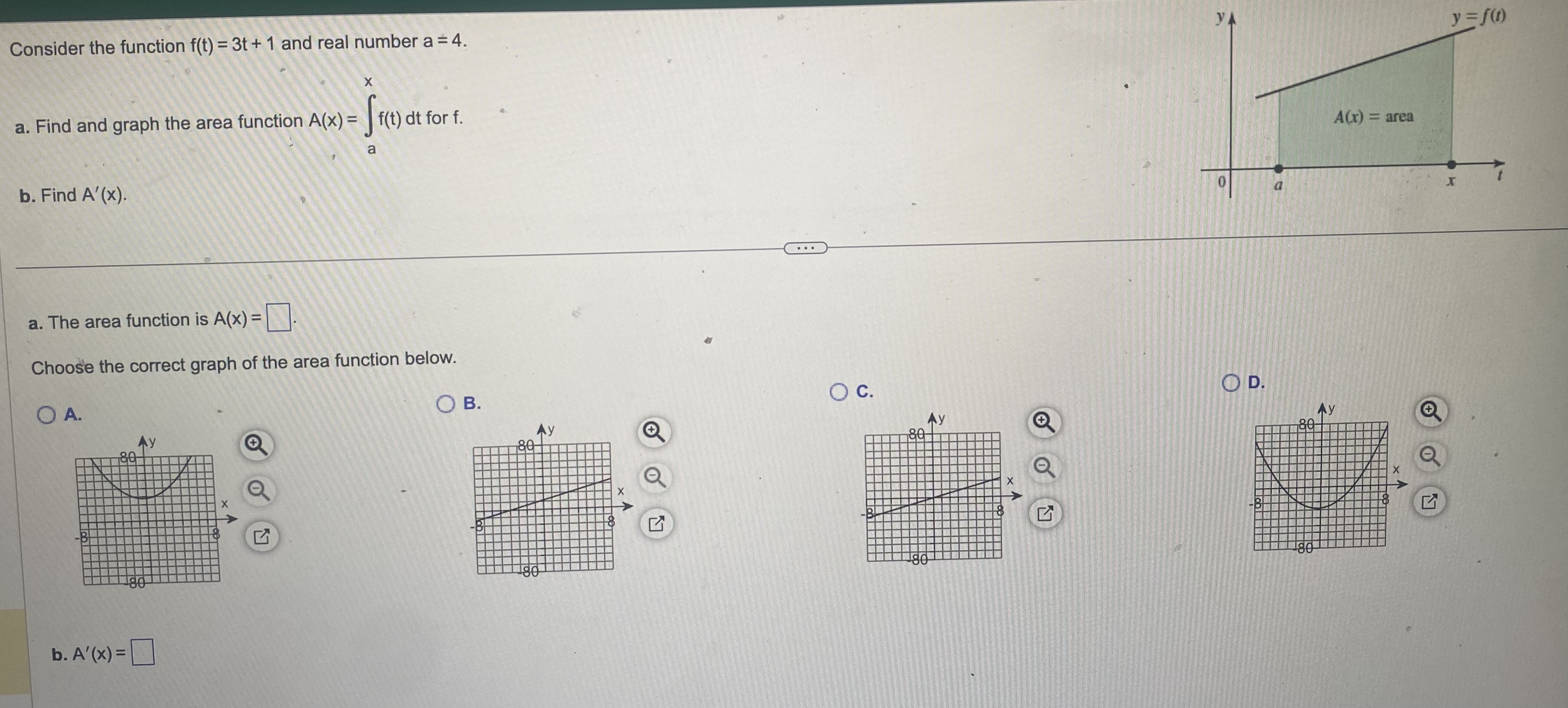 Solved Consider the function f(t)=3t+1 and real number a=4. | Chegg.com