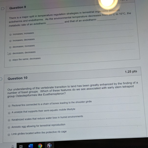 Solved Question 9 There is a major split in temperature | Chegg.com