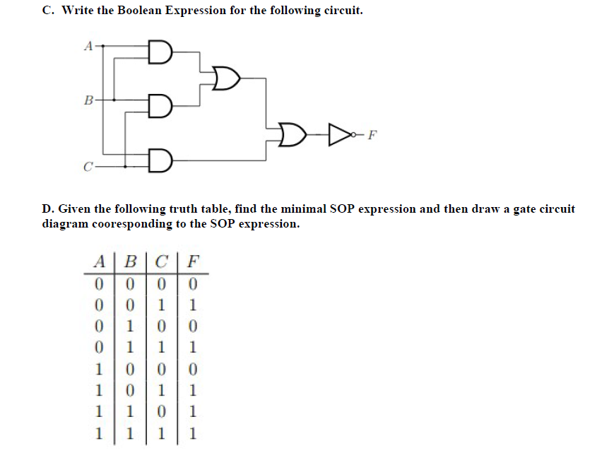 Solved C. Write the Boolean Expression for the following | Chegg.com