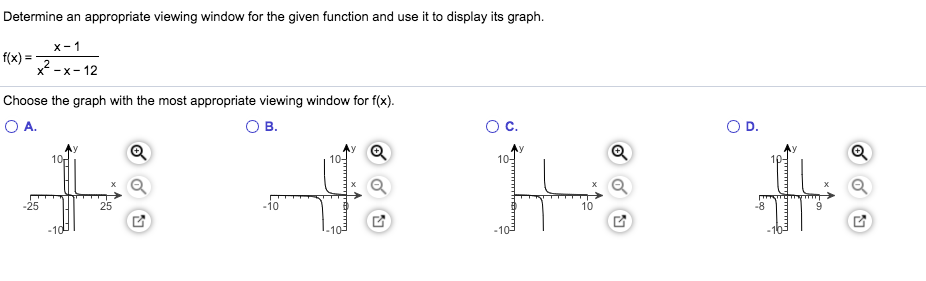 Solved Determine an appropriate viewing window for the given | Chegg.com