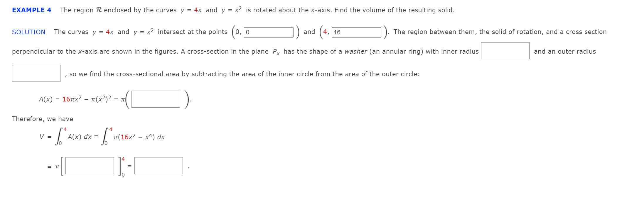 Solved EXAMPLE 4 The region R enclosed by the curves y = 4x | Chegg.com