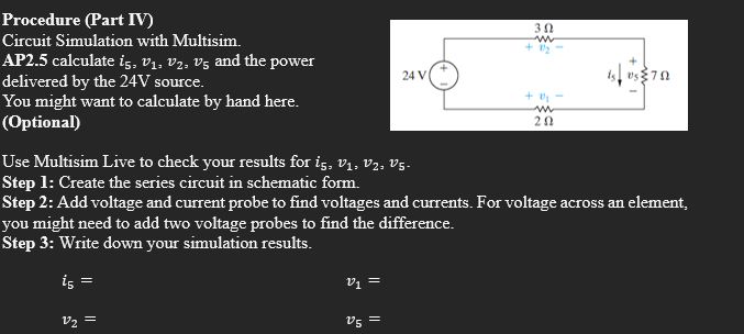 Solved Procedure (Part IV) Circuit Simulation with Multisim. | Chegg.com