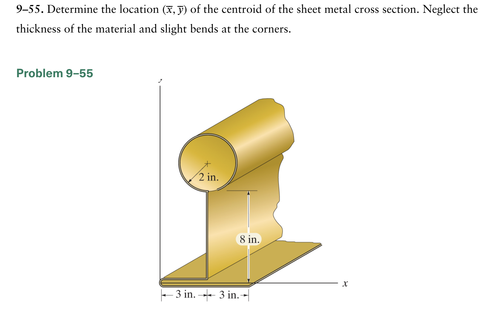 Solved 9-55. Determine the location (xˉ,yˉ) of the centroid | Chegg.com