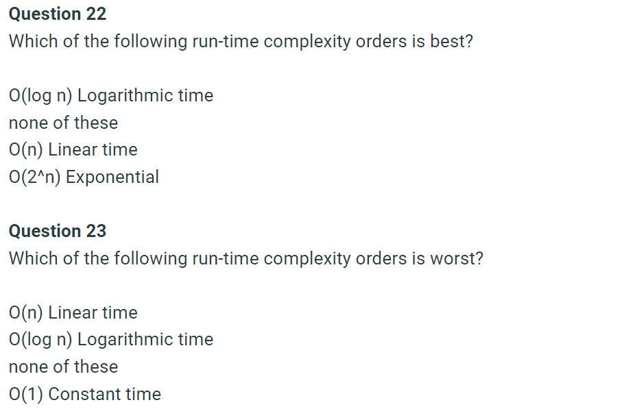 Solved Question 22 Which of the following run-time | Chegg.com