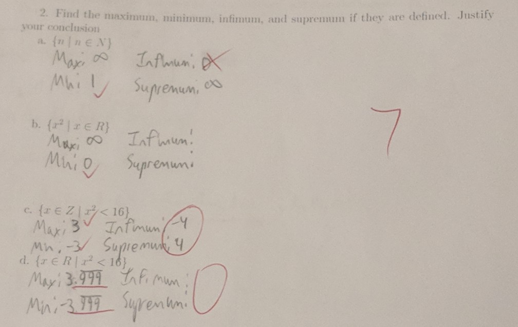 Solved ind the maximum, minimum, infimum, and supremum if | Chegg.com