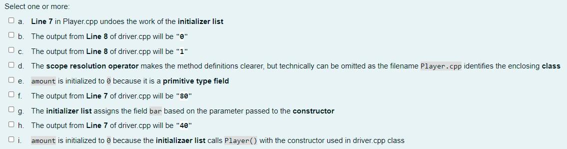 Solved What is true given the class defined by this class | Chegg.com