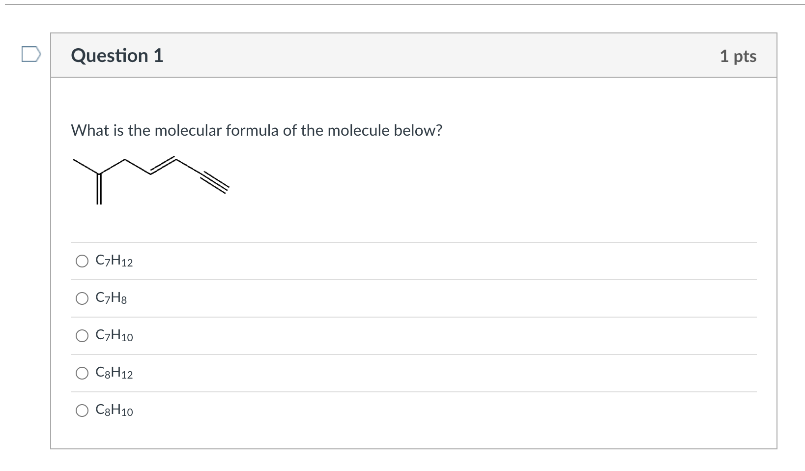 Solved Question 1 1 pts What is the molecular formula of the | Chegg.com