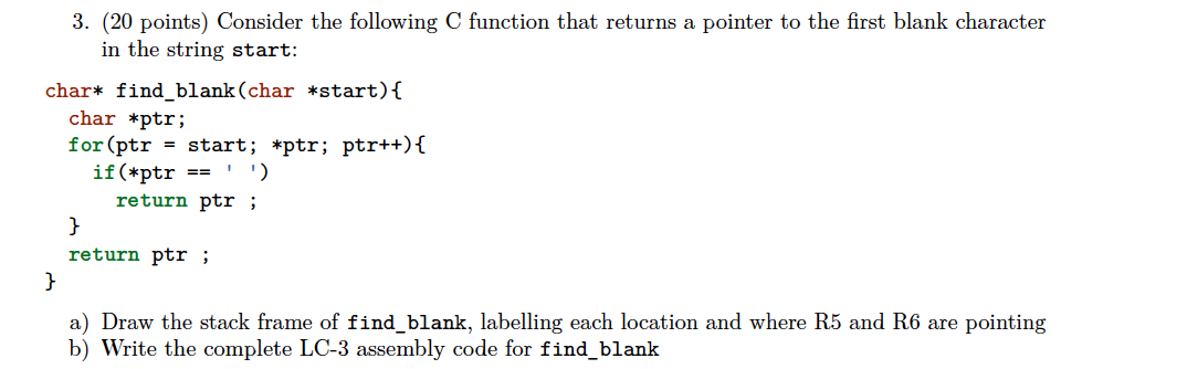 3. (20 points) Consider the following C function that | Chegg.com
