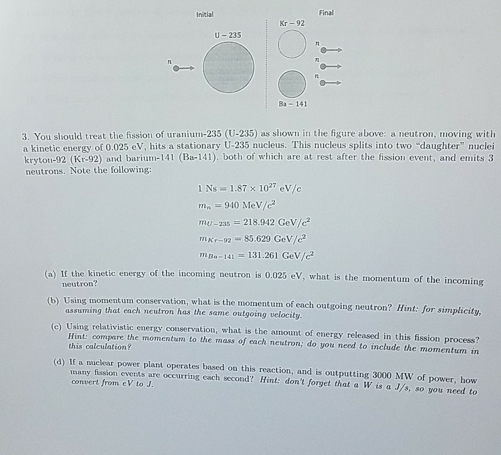 Solved Initial Final Kr-92 U 235 72 rl 72 Ba-141 3. You | Chegg.com