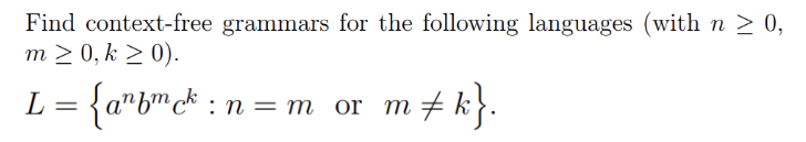 Solved Find context-free grammar (CFG) ﻿for the following | Chegg.com