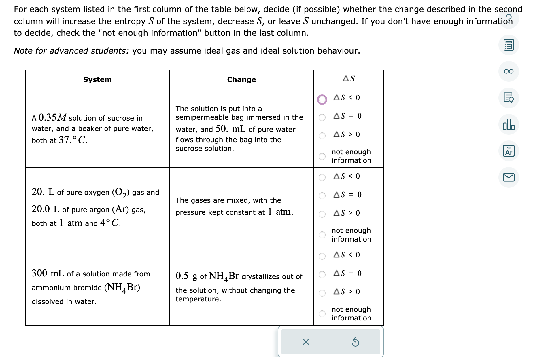 Solved For each system listed in the first column of the | Chegg.com