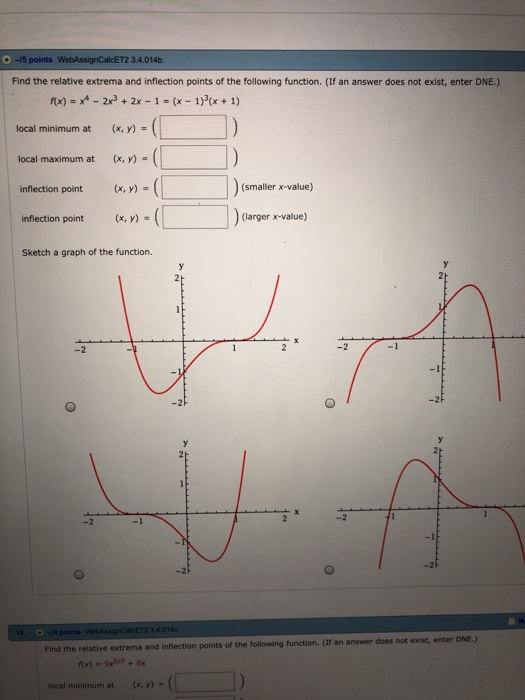 Solved -15 points 3.4.014b Find the relative extrema and | Chegg.com