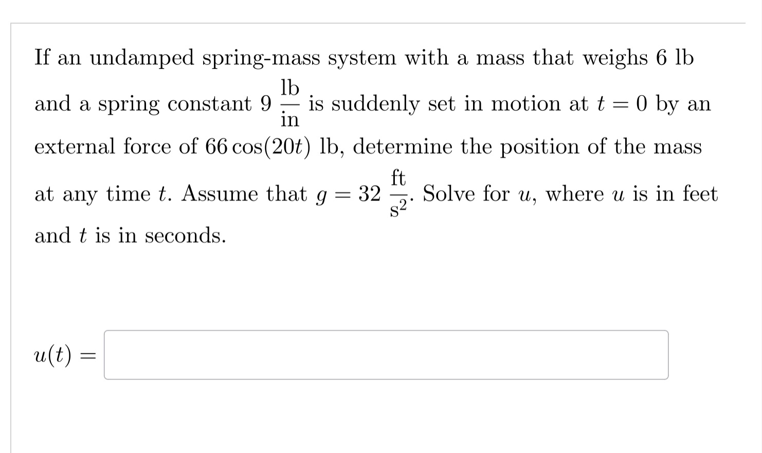 Solved If an undamped spring-mass system with a mass that | Chegg.com