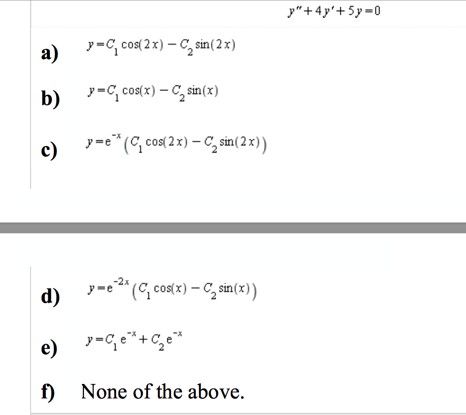 Solved y C, cos(2x)- sn (2x) a) b) уче" (C1 cos( 2 x)-C2 | Chegg.com