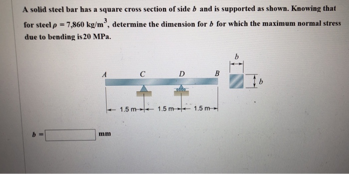 Solved a solid steel bar has a cross section of side b and | Chegg.com