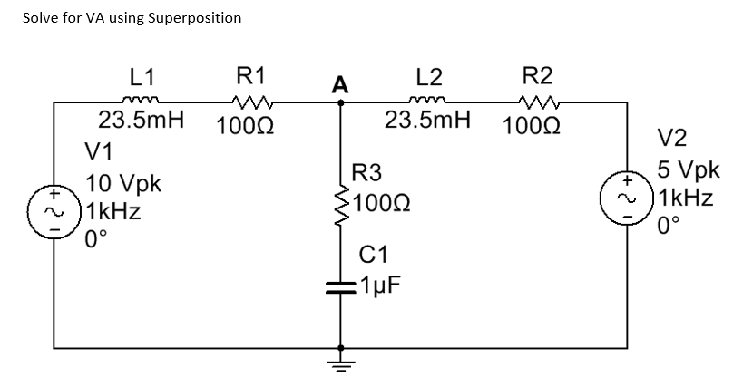 Solved Solve for VA using Superposition Solve for VA using | Chegg.com