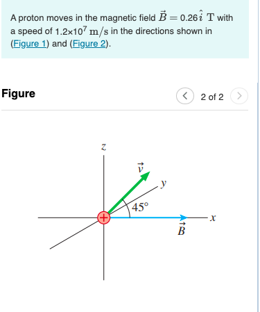 Solved A proton moves in the magnetic field B⃗ = →= 0.26 | Chegg.com