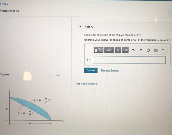 Solved Problem 9.35 Part A Locate the centroid of the shaled | Chegg.com