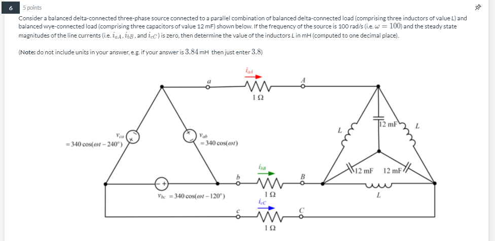 Solved 6 5 points Consider a balanced delta-connected | Chegg.com