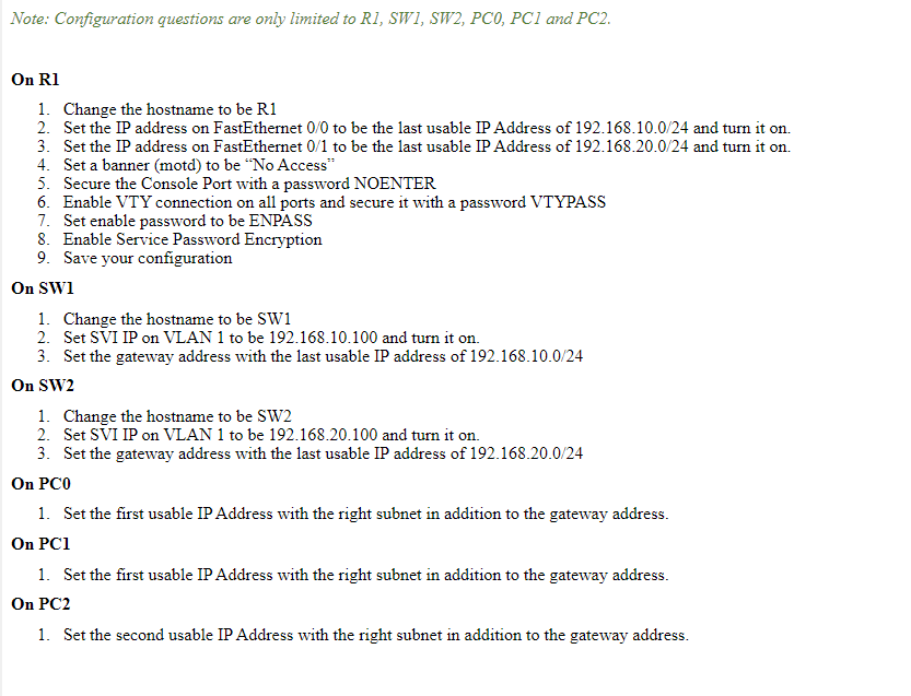 Solved Fa0/2 Fao S V1 PCO 192.168.10.0/24 Fa0/1 Fa0/0 Fa0/1 | Chegg.com