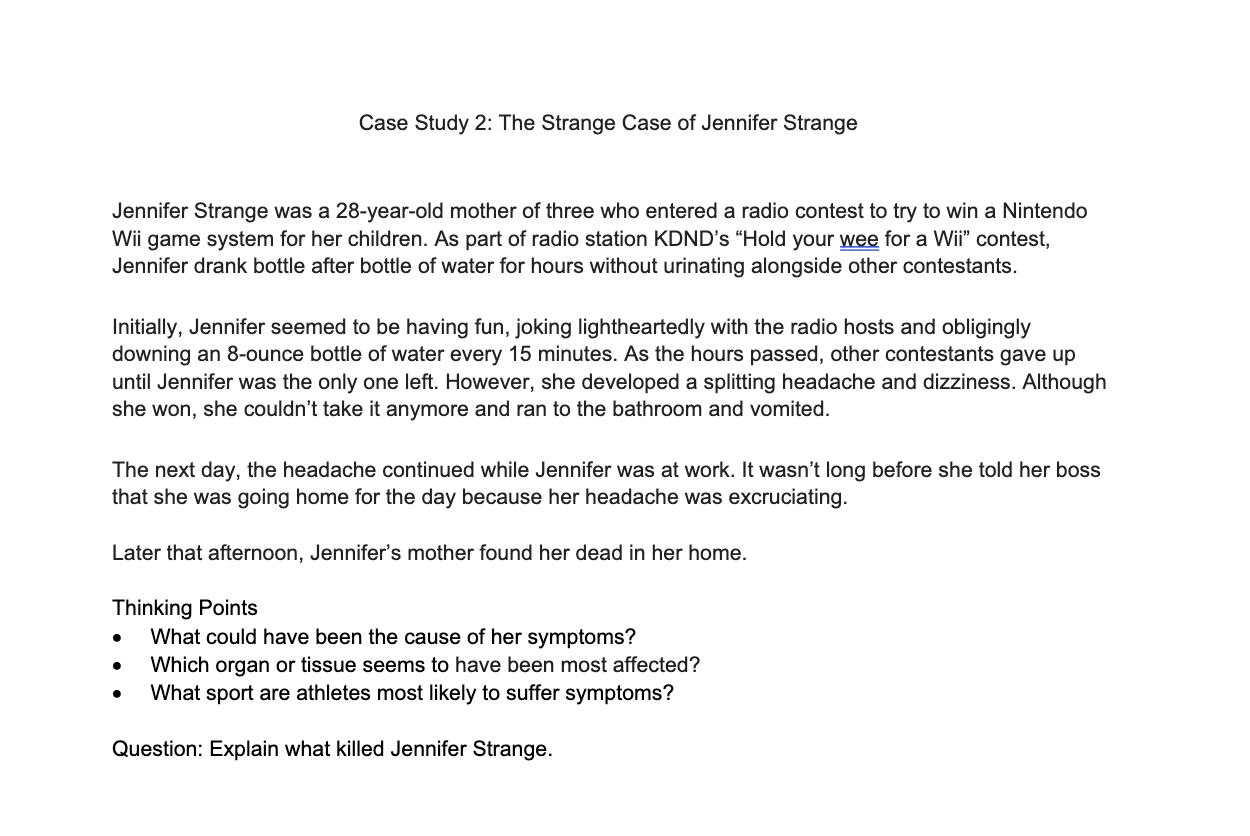 Solved Case Study 2: The Strange Case of Jennifer Strange | Chegg.com