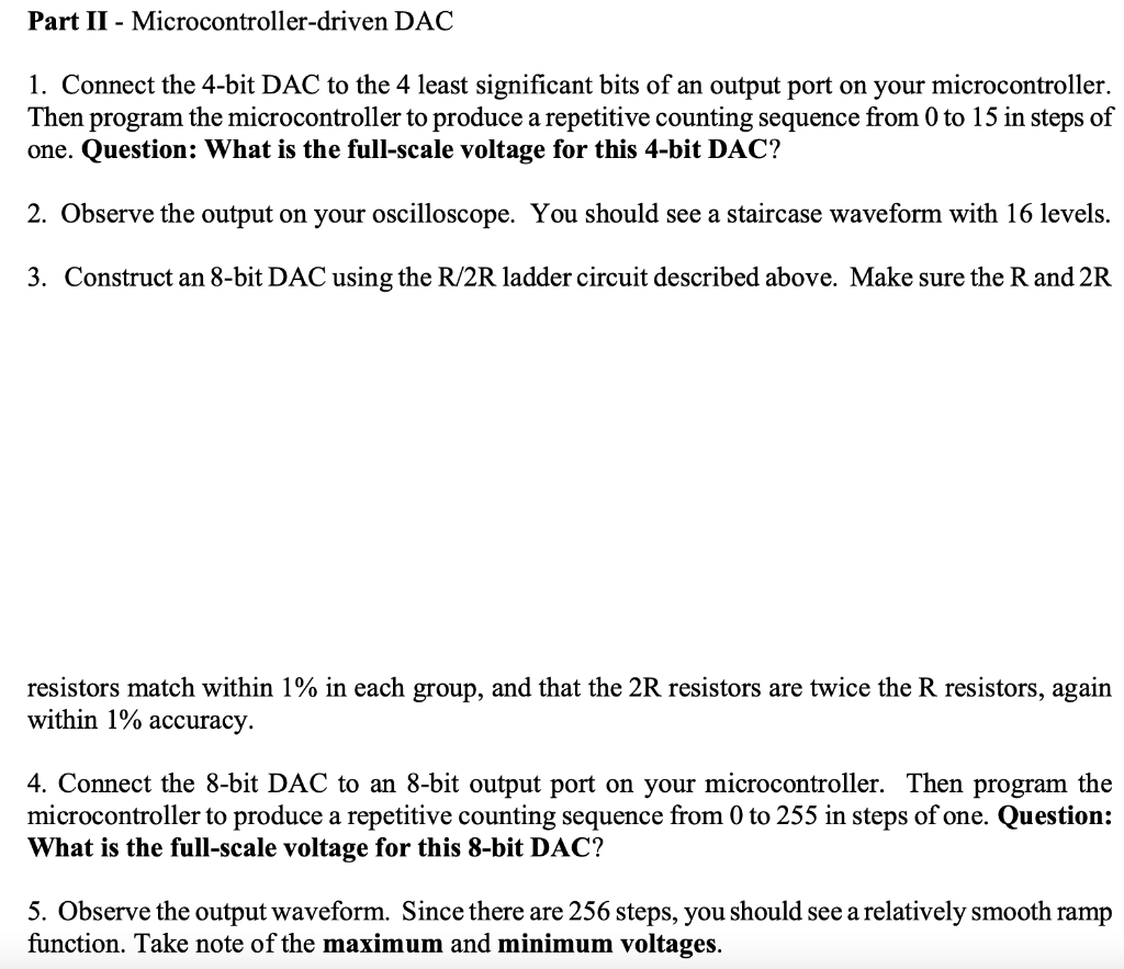Solved APart II - Microcontroller-driven DAC 1. Connect the | Chegg.com