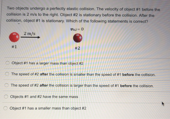 Solved Two objects undergo a perfectly elastic collision. | Chegg.com