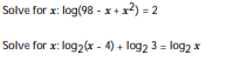 Solved Solve for x : log(98−x+x2)=2 Solve for x : | Chegg.com