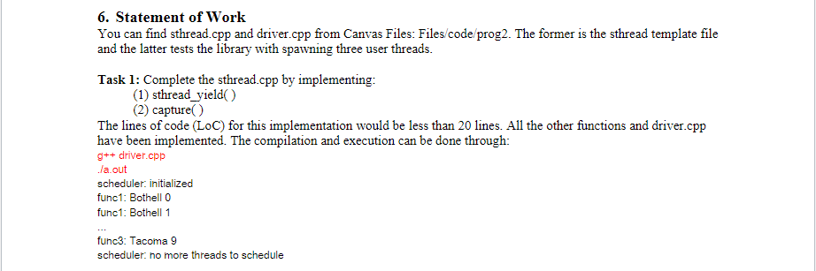 5. The sthread library functions Prog2A's sthread | Chegg.com