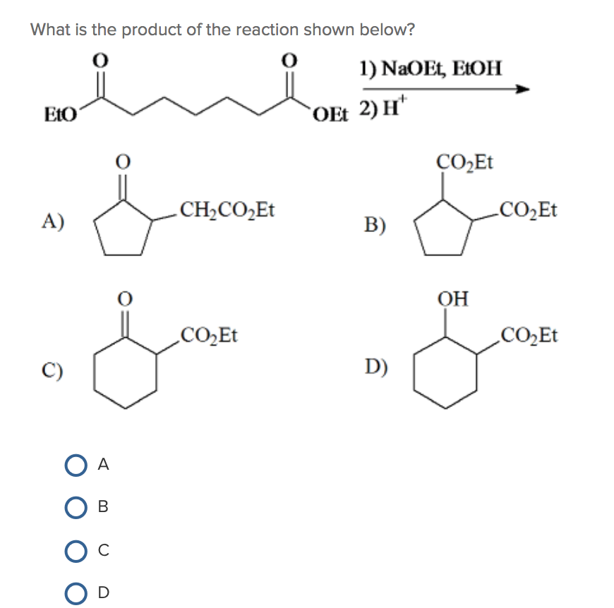 Solved What is the product of the reaction shown below? 1) | Chegg.com