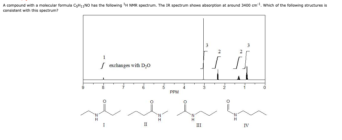 Solved A compound with a molecular formula C5H11NO has the | Chegg.com