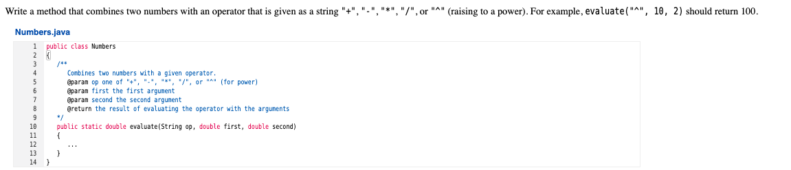 Solved Write a method that combines two numbers with an | Chegg.com