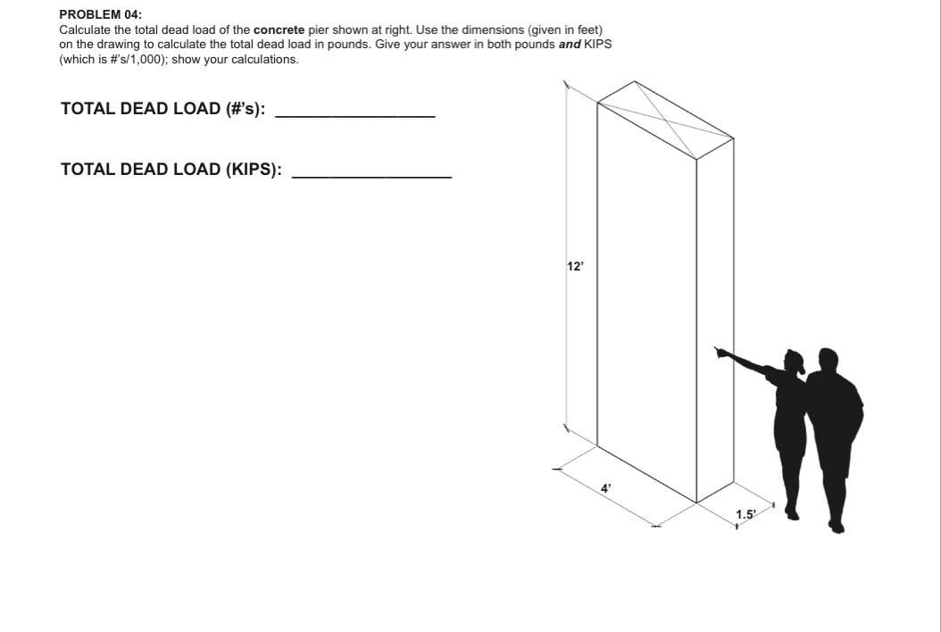 Solved PART 01: DEAD LOADS Unit Weight (density) Y(pcf) # ft | Chegg.com
