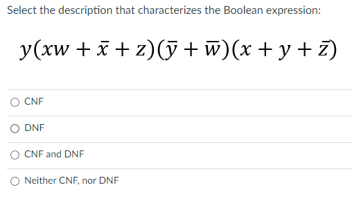 Solved Select The Description That Characterizes The Boolean 