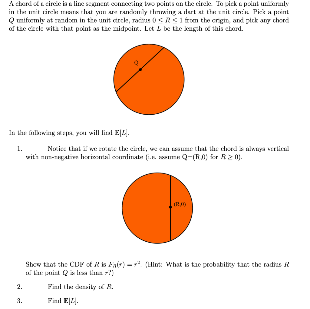 Solved A chord of a circle is a line segment connecting two | Chegg.com
