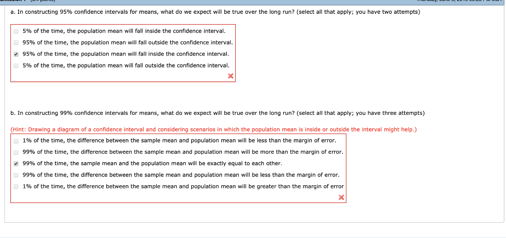 Solved a. In constructing 95% confidence intervals for | Chegg.com