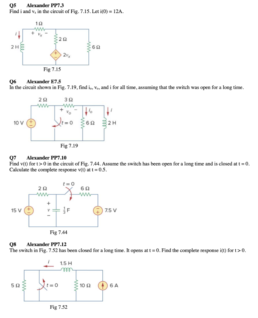 Solved Q5 Alexander PP7.3 Find i and vx in the circuit of | Chegg.com