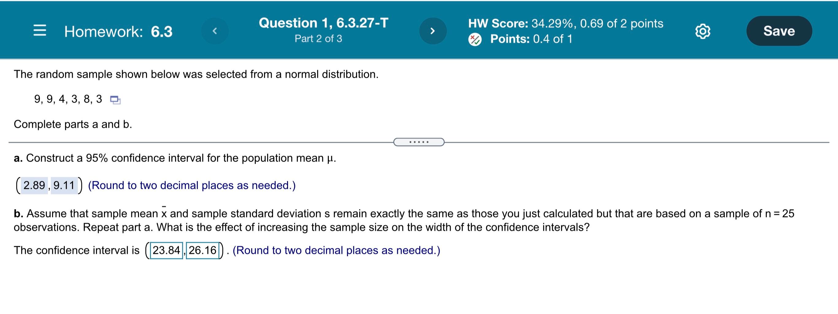 Solved = Homework: 6.3 Question 1, 6.3.27-t Part 2 Of 3 > Hw 