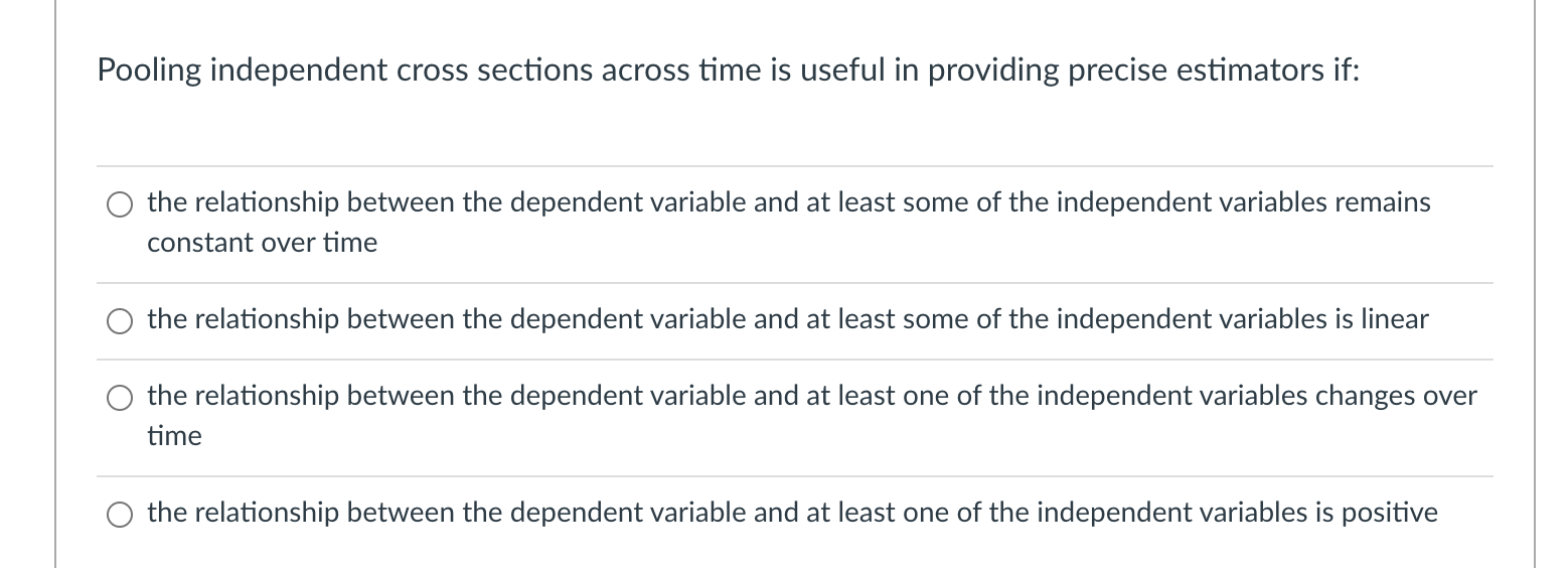 Solved Pooling Independent Cross Sections Across Time Is