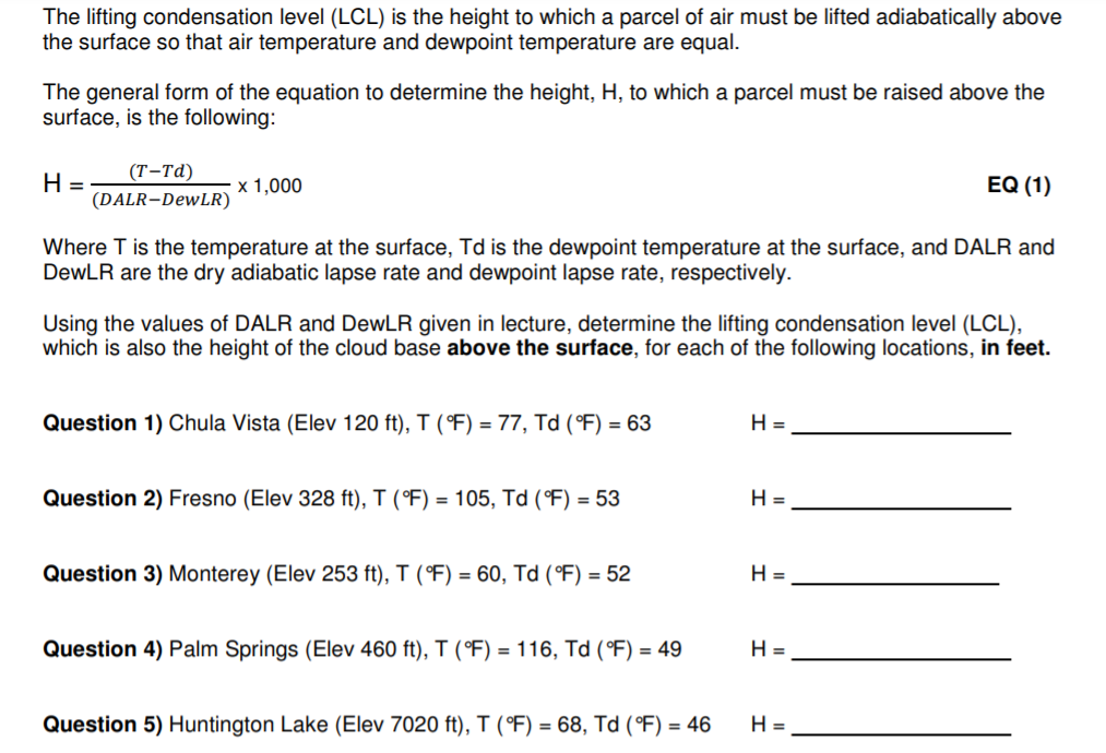 Solved Do all for a thumbs up –Dry Adiabatic Lapse Rate | Chegg.com