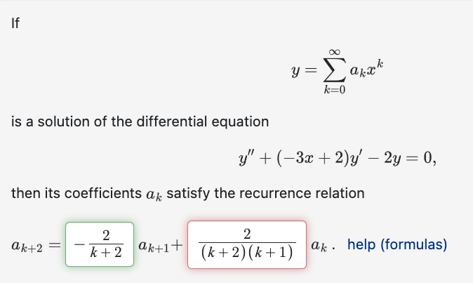 Solved Ify=∑k=0∞akxkis a solution of the differential | Chegg.com