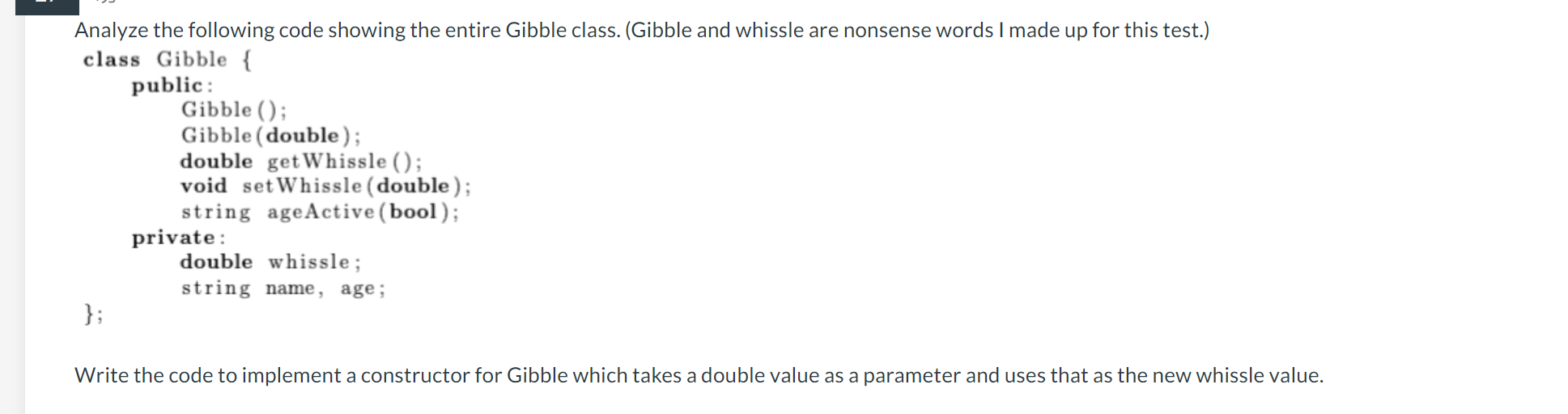 Solved Analyze the following code showing the entire Gibble | Chegg.com