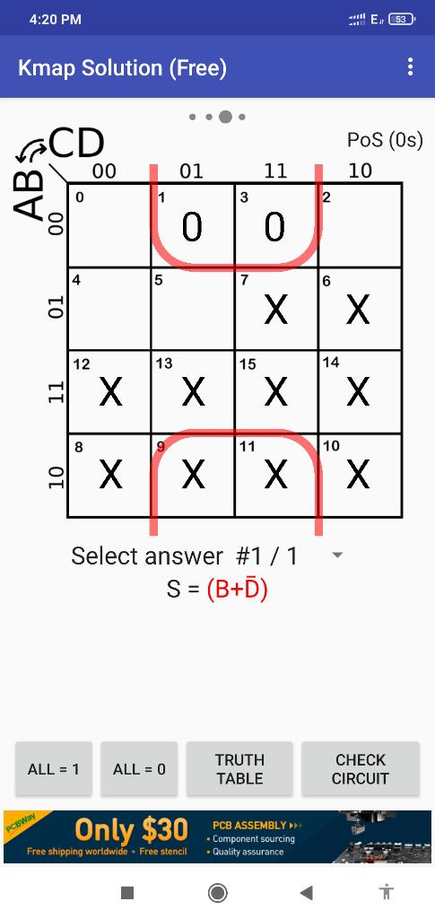 Solved 4:15 PM ! E, 54 Kmap Solution (Free) CD POS (Os) 10 | Chegg.com