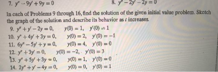 Solved In cach of Problems 9 through 16, ind the solution of | Chegg.com