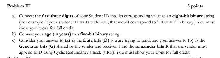 Solved Problem III 5 points a) Convert the first three | Chegg.com