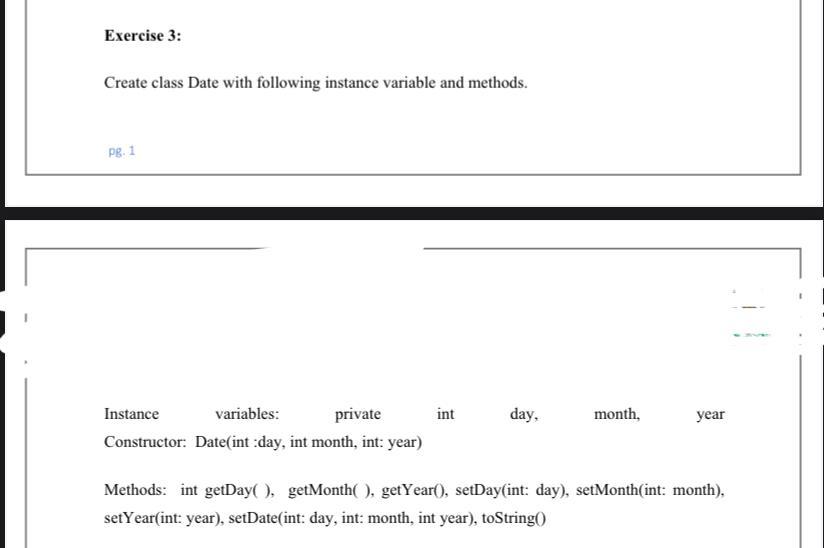 Solved Exercise 3 Create Class Date With Following Instance 3355
