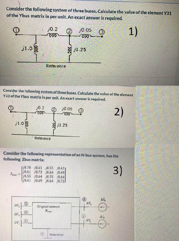 Solved Consider the following system of three buses. | Chegg.com